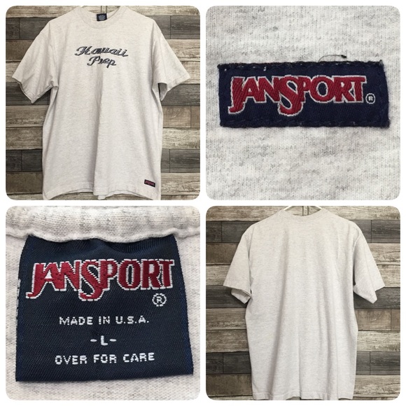 Jansport | Shirts | Vtg Jansport Hawaii Prep T Shirt Mens L Gray Short ...